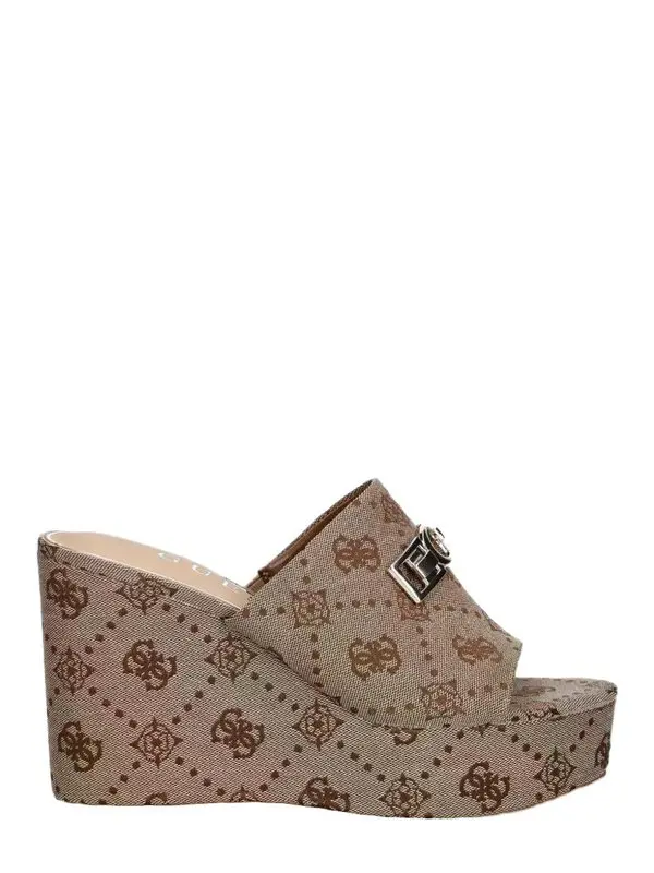 Guess Evenza Logo-pattern Wedge Sandals - Neutrals