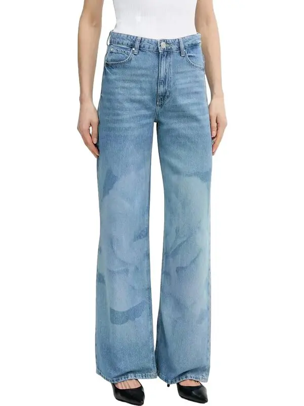 Guess Laser-print Wide-leg Jeans - Blue