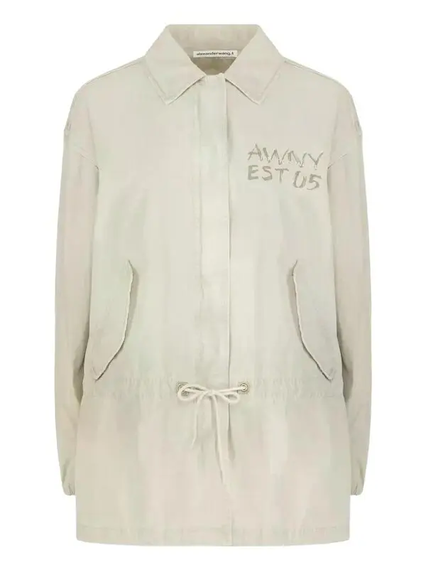 Alexander Wang Dropped-waist Logo-print Parka - Grey