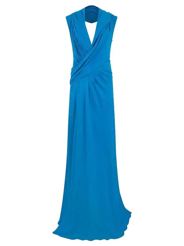 Alberta Ferretti Draped Maxi Gown - Blue