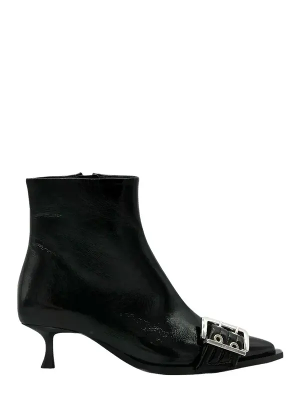 GANNI Buckle-detail Pointed-toe Ankle Boots - Black