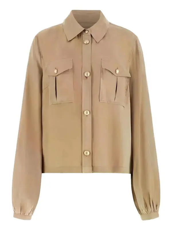 Guess Classic Collar Shirt With Chest Pockets - Neutrals
