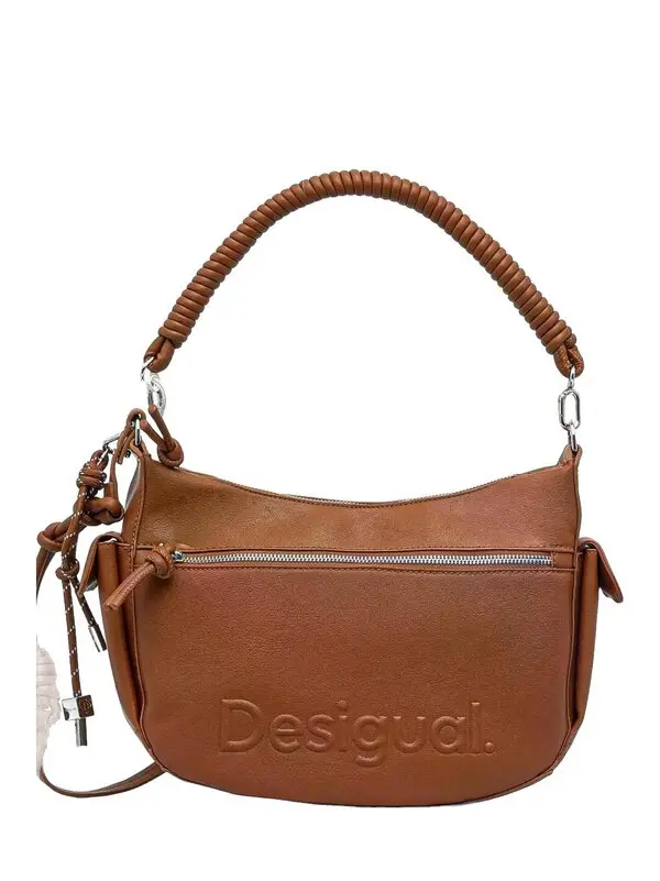 Desigual Logo-embossed Knotted Shoulder Bag - Brown