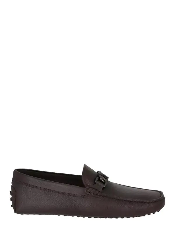 TOD'S Gommino Chain-link Leather Loafers - Brown