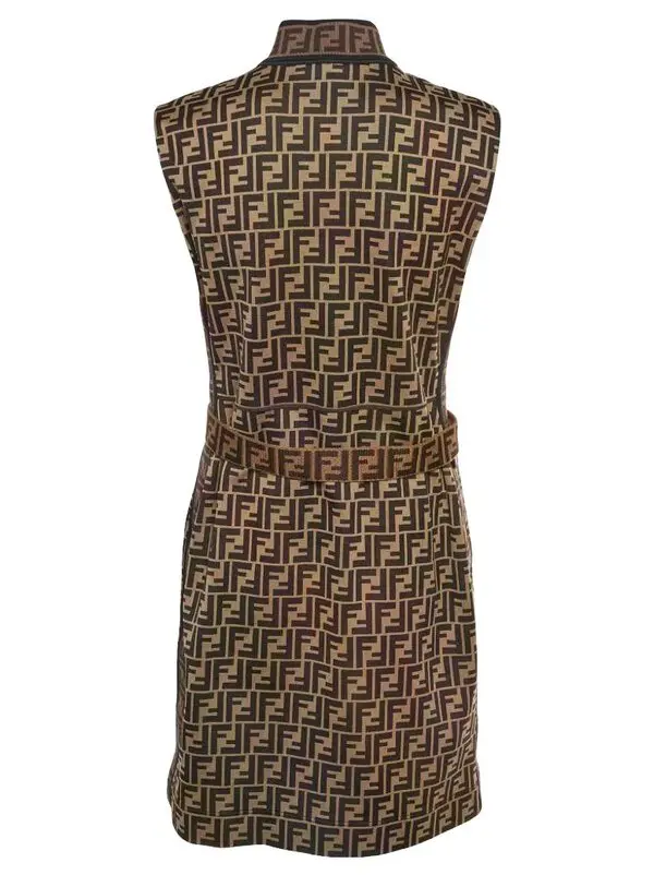 Fendi Ff Motif Belted Mini Dress - Brown