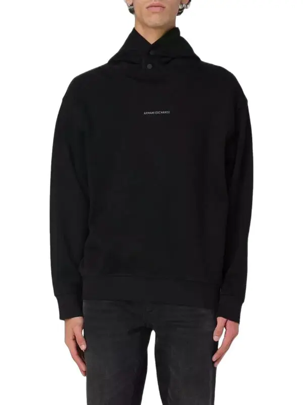 Emporio Armani Logo Print Hoodie - Black