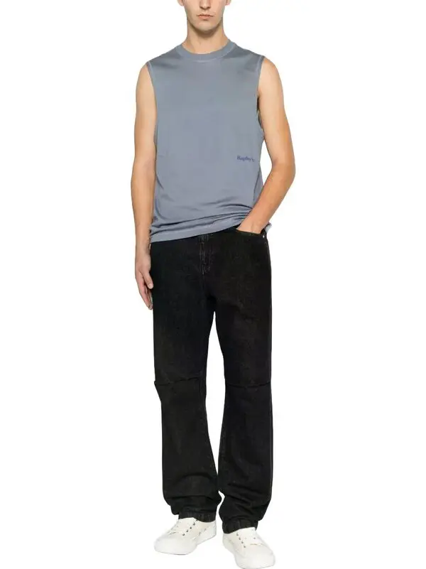 REPLAY Logo Print Sleeveless Top - Grey