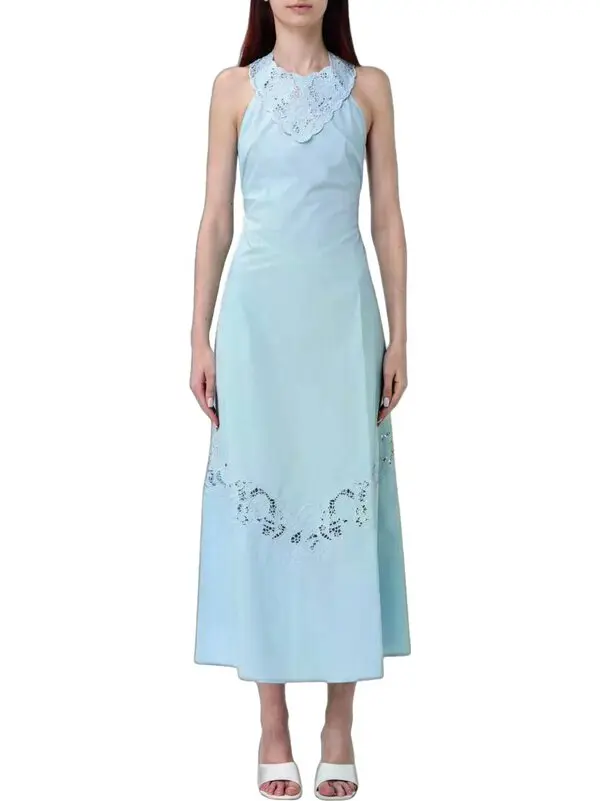 TWINSET Broderie Anglaise Halterneck Maxi Dress - Blue