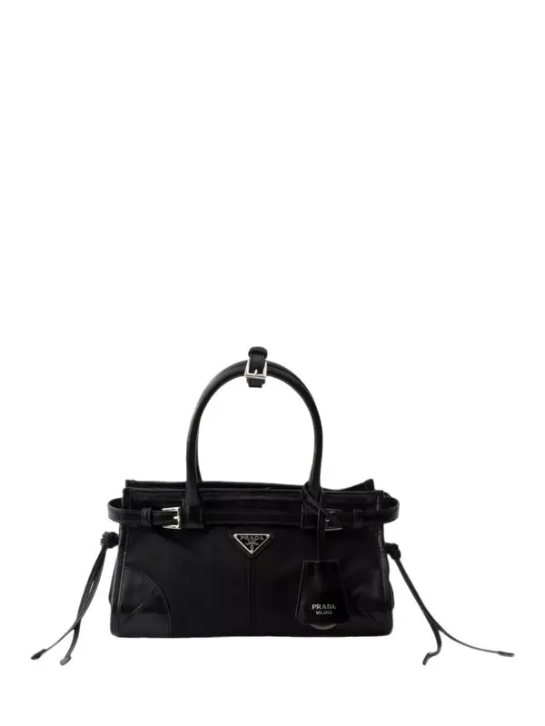 Prada Bonnie Small Re-nylon And Leather Handbag - Black