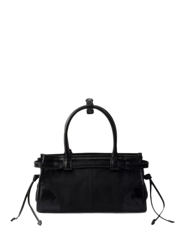Prada Bonnie Small Re-nylon And Leather Handbag - Black