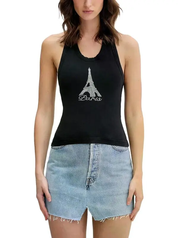 Vetements Crystal-embellished Tank Top - Black