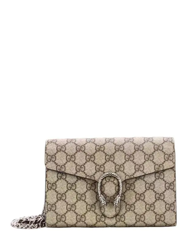 Gucci Dionysus Chain Wallet Gg Coated Canvas - Brown