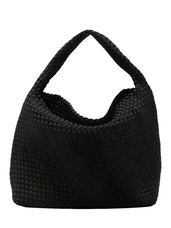 MARREA Large Woven Shoulder Bag - Black