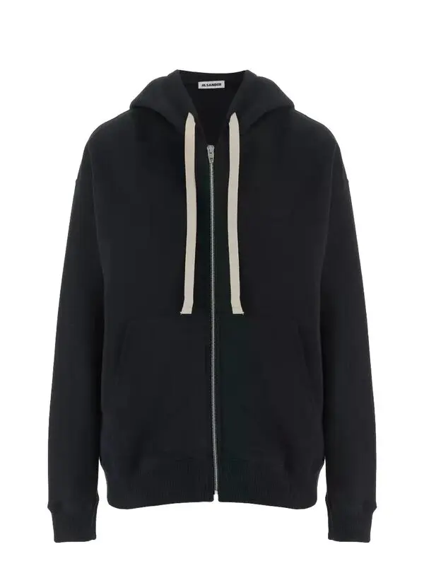 JIL SANDER Logo Print Zip-up Hoodie - Blue