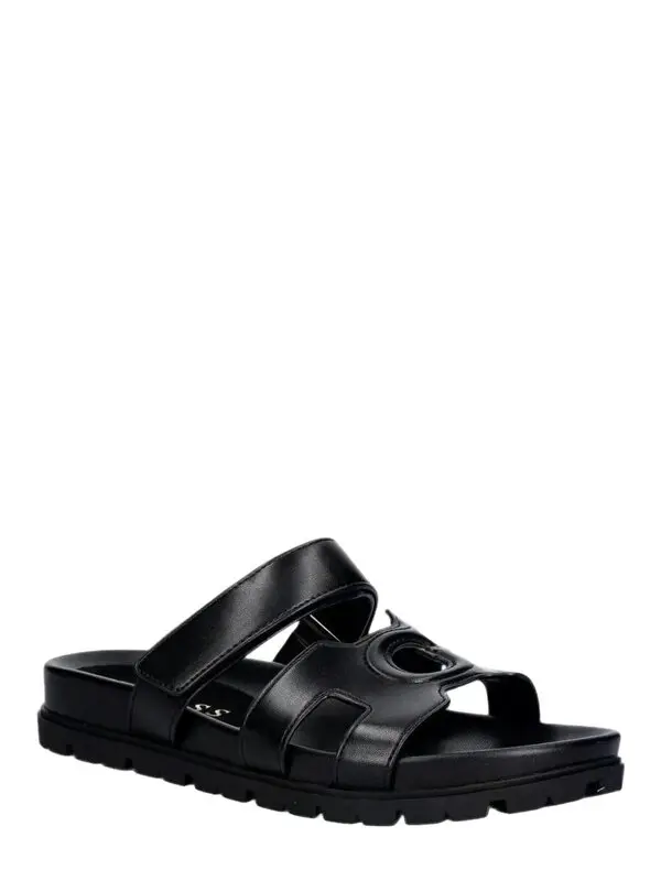Guess Logo-embossed Touch-strap Sandals - Black