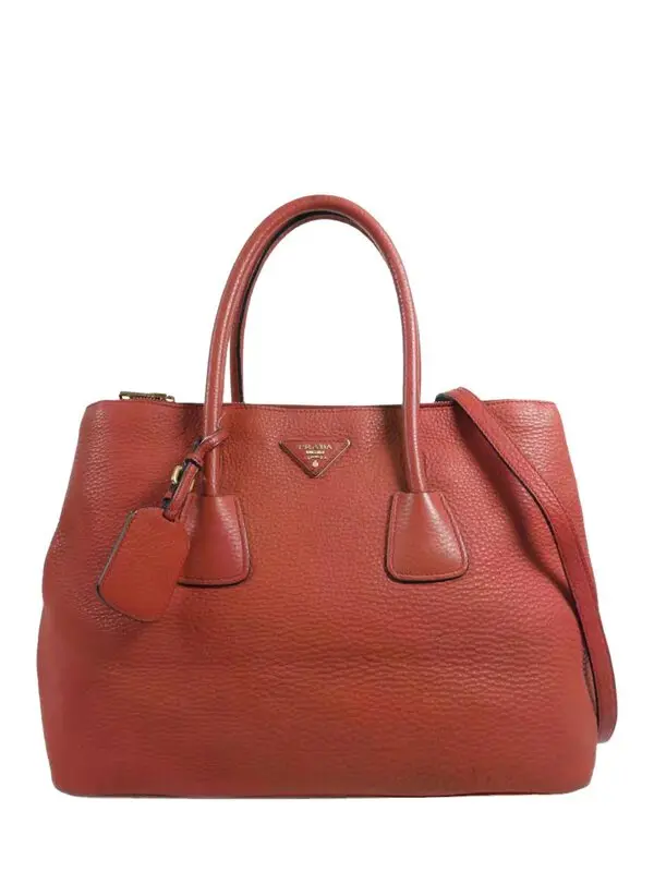 Prada Leather Tote Bag - Red