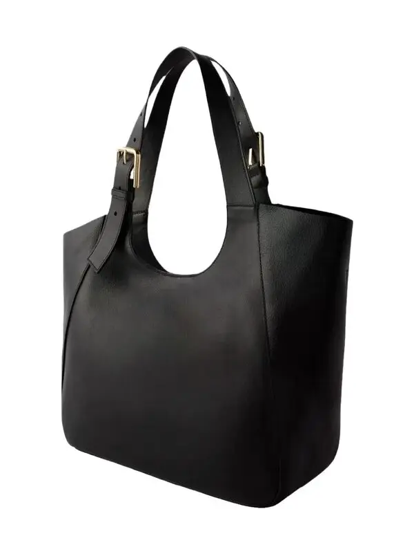 Furla Grained Leather Tote Bag - Black