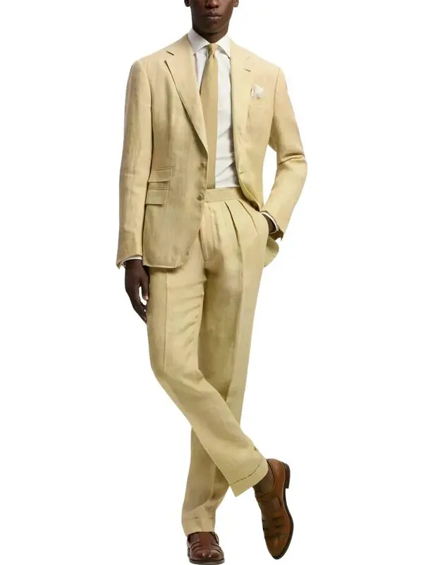 Ralph Lauren Purple Label Kent Hand-tailored Linen Suit Jacket - Neutrals