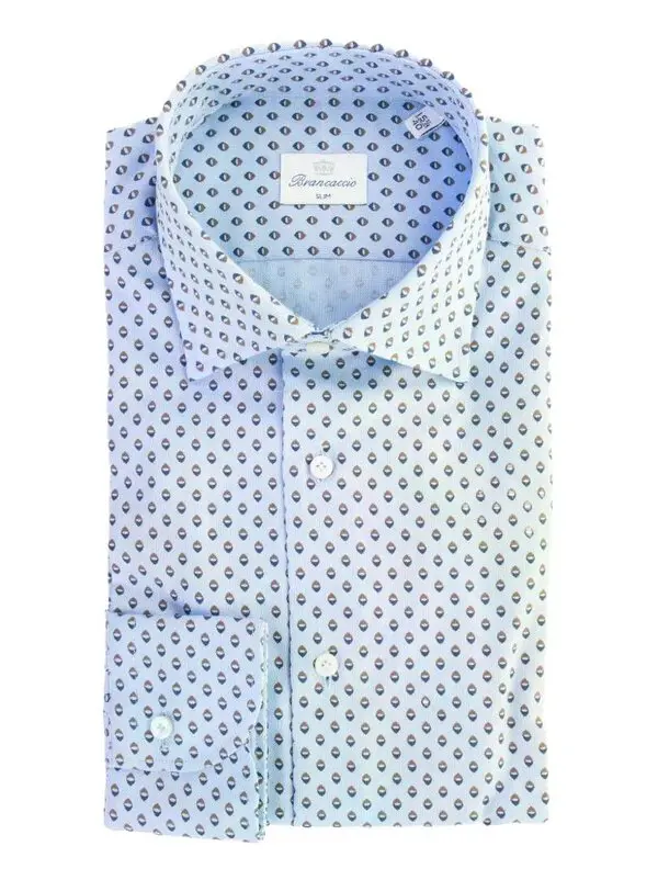 BRANCACCIO Patterned Slim-fit Shirt - Blue