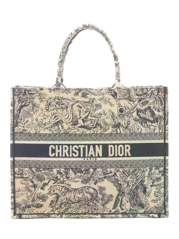 Dior 2000s Book Tote Canvas Tote Bag - Neutrals