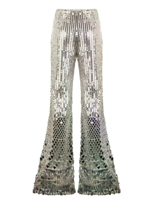 Alberta Ferretti Sequin Embellished Flared Trousers - Silver