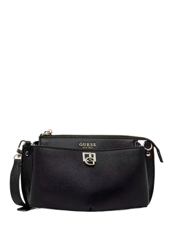 Guess Logo Plaque Shoulder Bag - Black