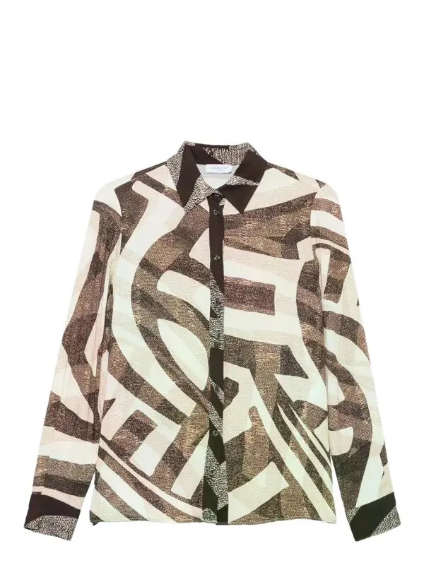 ZANETTI Abstract Print Long Sleeve Shirt - Neutrals