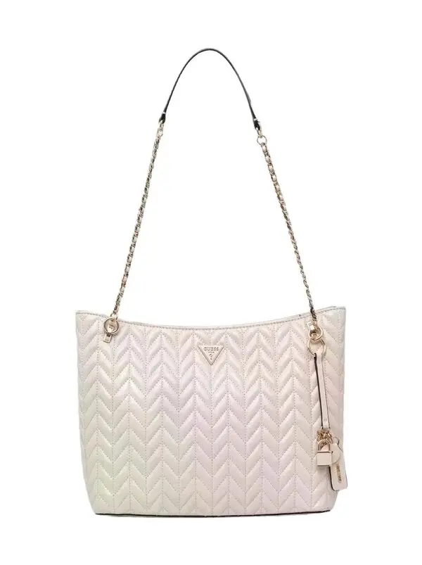 Guess Cheryl Chevron-quilted Padlock Detail Tote Bag - Neutrals