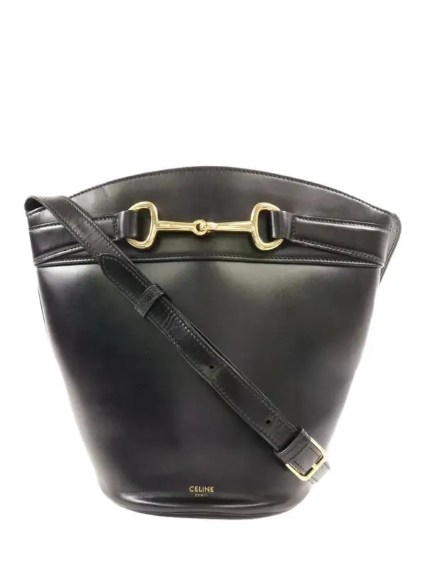 Celine Horsebit Leather Bucket Bag - Black