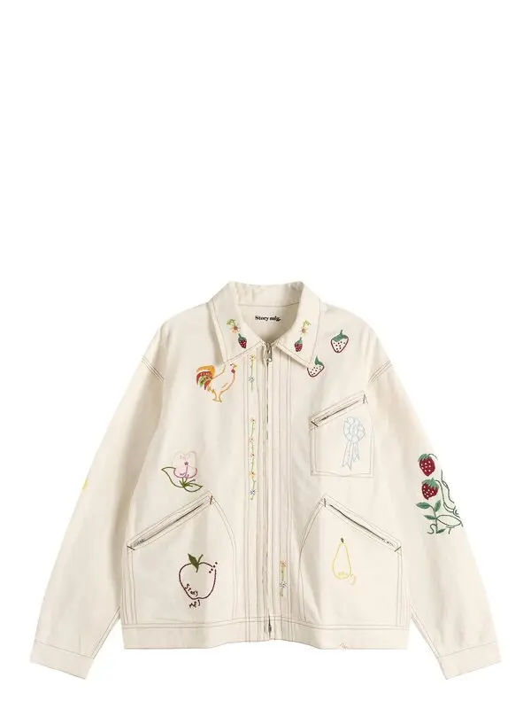 STORY MFG. Hand-embroidered Organic Cotton Canvas Jacket - Folk