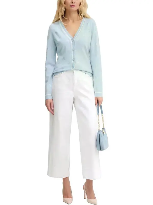 Guess Rhinestone Logo-pattern Cardigan - Blue