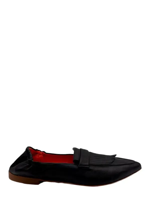 KROLL Leather Fringe Detail Loafers - Black