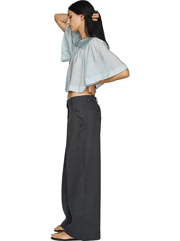 SELF CONTRAST Rio Button Mid-rise Wide-leg Trousers - Ash