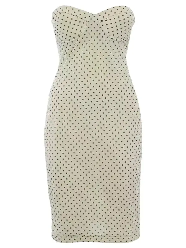 Zimmermann Strapless Sweetheart Neckline Polka Dot Midi Dress - Neutrals