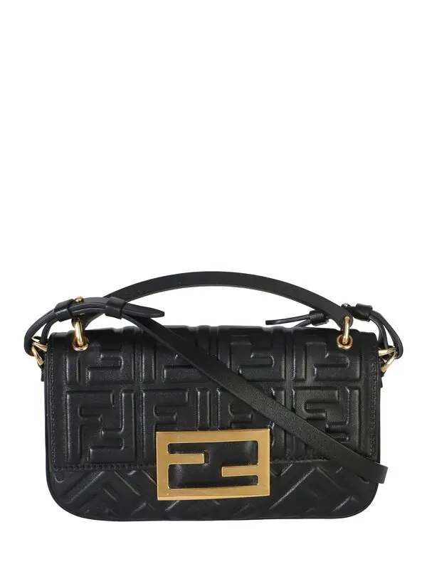 Fendi Nappa Ff 1974 Embossed Baguette - Black