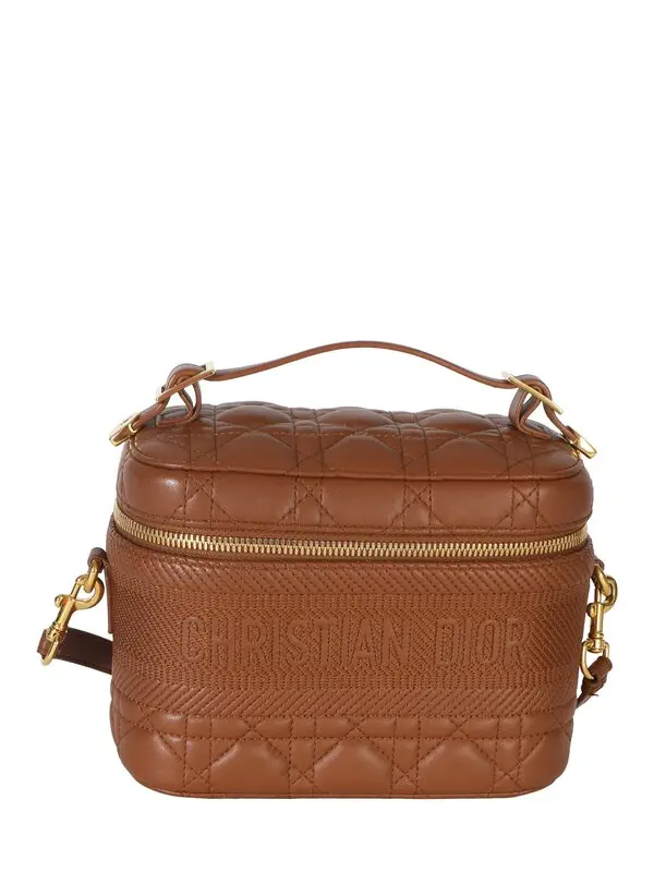 Dior Lambskin Cannage Diortravel Vanity - Brown