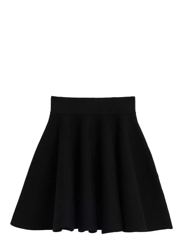 AMI Paris A-line Cotton Skirt With Embroidered Logo Detail - Black
