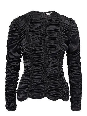 Khaite Rory Ruched Silk Top - Black