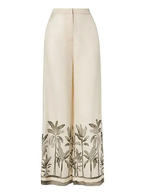 MALINA Izabelle Tree Print Wide-leg Trousers - Palm