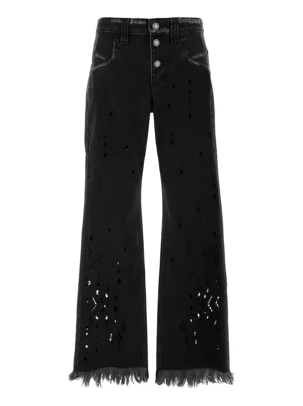 Isabel Marant Étoile Denim Amie Wide-leg Jeans With Embroidery - Black