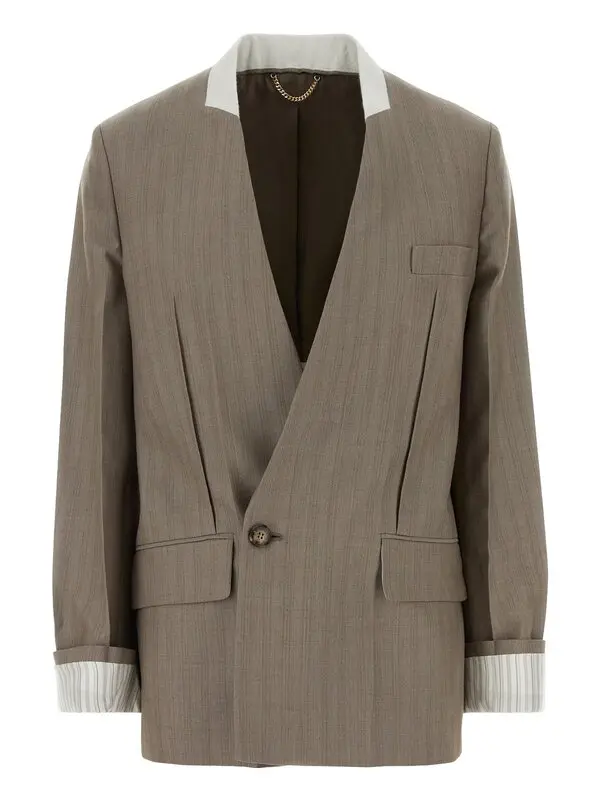 Victoria Beckham Dove Wool Blazer - Grey