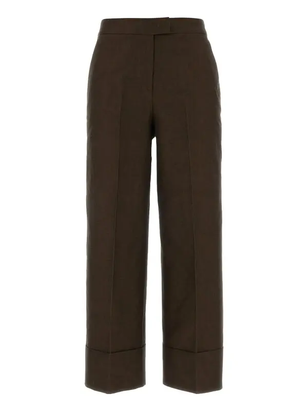 PT TORINO Chocolate Cotton Blend Palazzo Pants - Brown