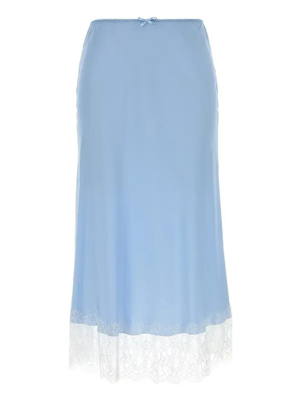 Moschino Light Satin Midi Skirt With Lace Insert - Blue