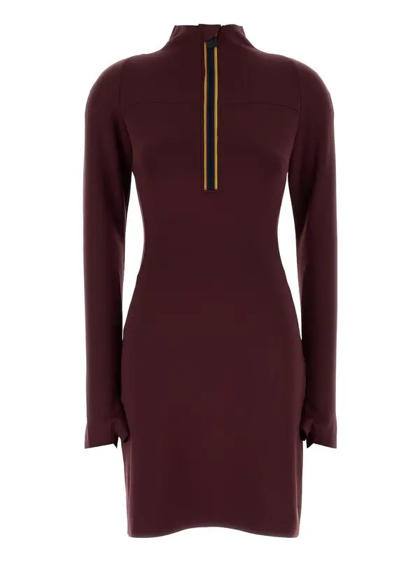 K-WAY Fitted High Neck Long Sleeve Mini Dress - Red