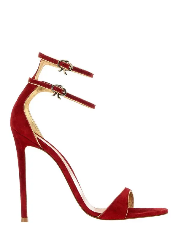 GIANVITO ROSSI Suede Visctorine Sandals - Red