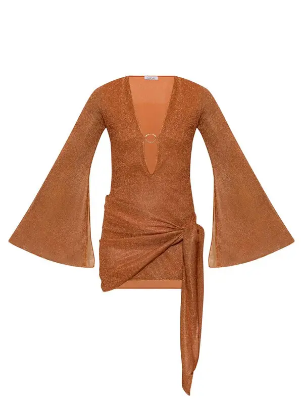 Oseree Lurex Thread Dress - Orange