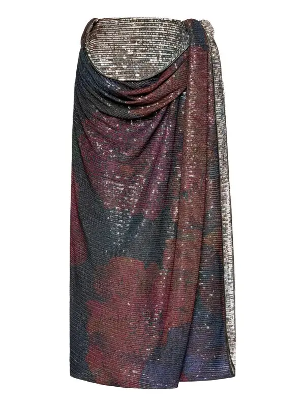 MAISON MARGIELA Printed Draped Maxi Skirt - Red