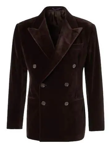 Ralph Lauren Purple Label Kent Cotton Velvet Double-breasted Suit Jacket - Black