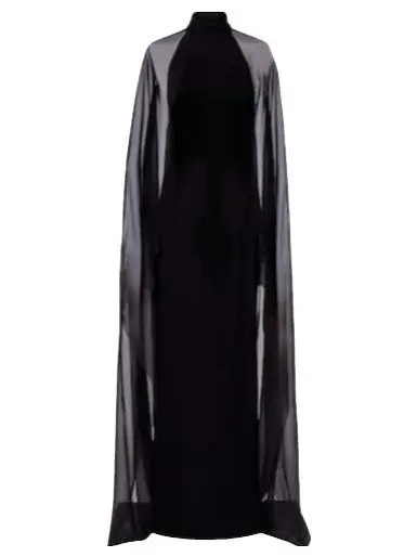 Ralph Lauren Tilly Gown With Sheer Silk Chiffon Sleeves - Black