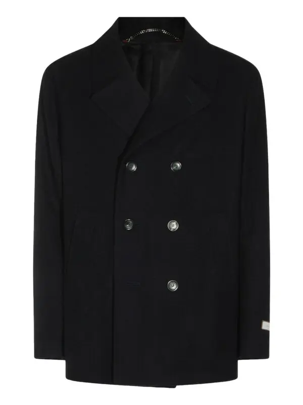 Canali Double-breasted Wool Coat - Black